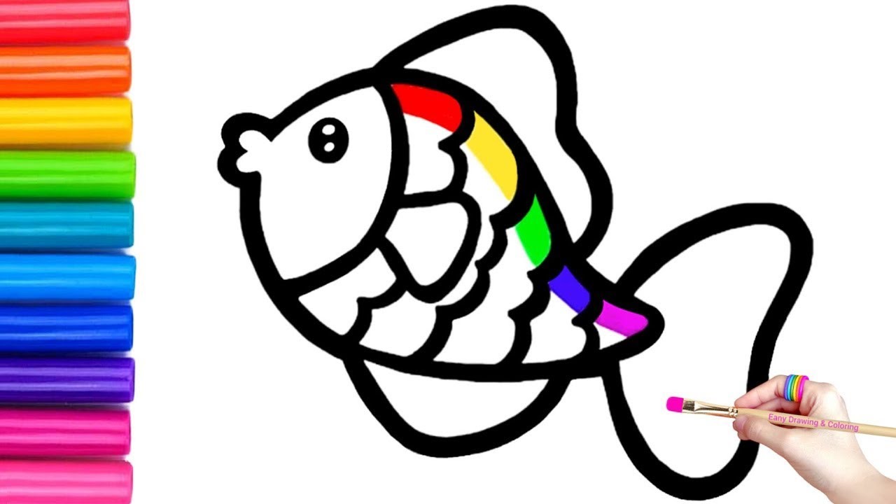 Rainbow Fish Drawing,Painting and Coloring for Kids & Toddlers|How to ...