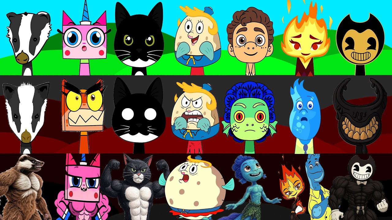 Incredibox Sprunki OC Phase 1 to Phase 3 Maxwell Cat, Luca, Bendy ...