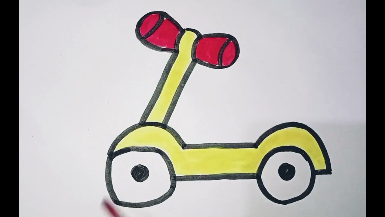 How to Draw cute and easy Scooter | Easy Drawing, Painting and Coloring ...