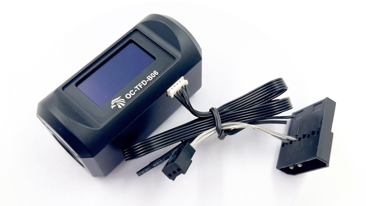 OC-TFD-B06 digital flow meter thermometer for DIY water cooling system - YouTube