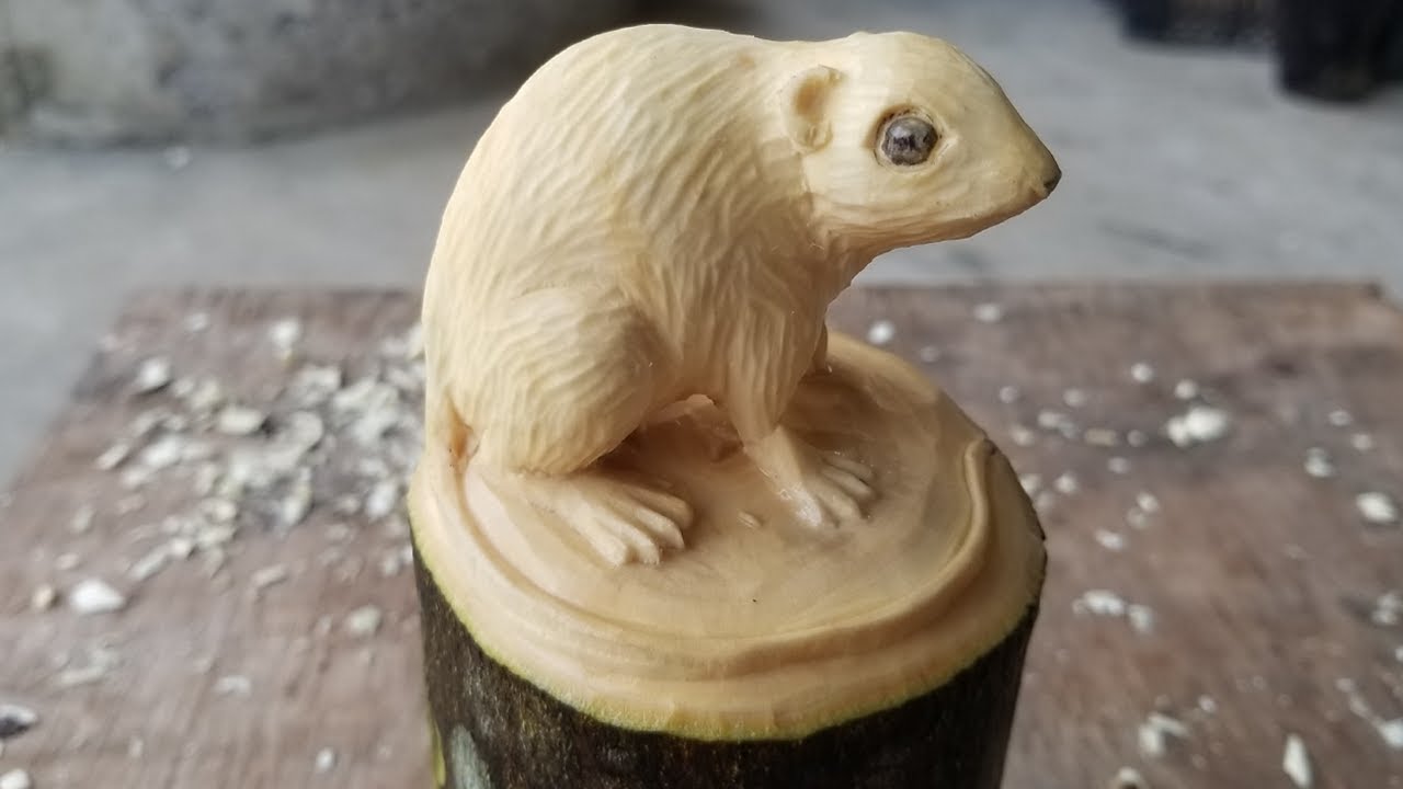 Hand carved | touch the wooden mouse - YouTube