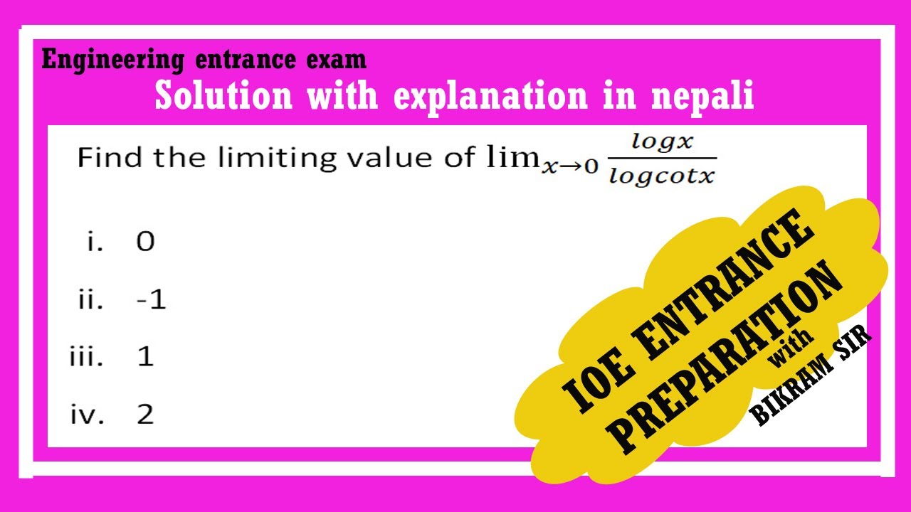 IOE ENGINEERING ENTRANCE MATH NEPAL - episode 5 (Bikram sir) - YouTube