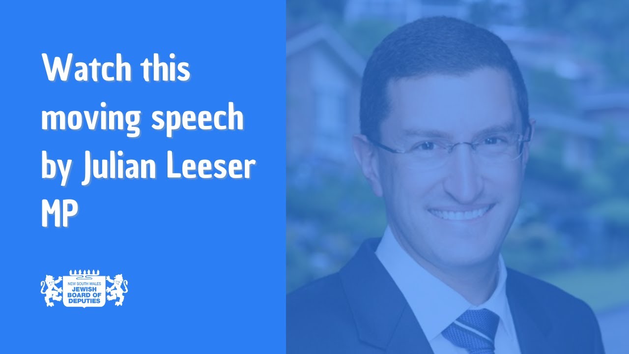 Moving speech on antisemitism by Julian Leeser MP - YouTube