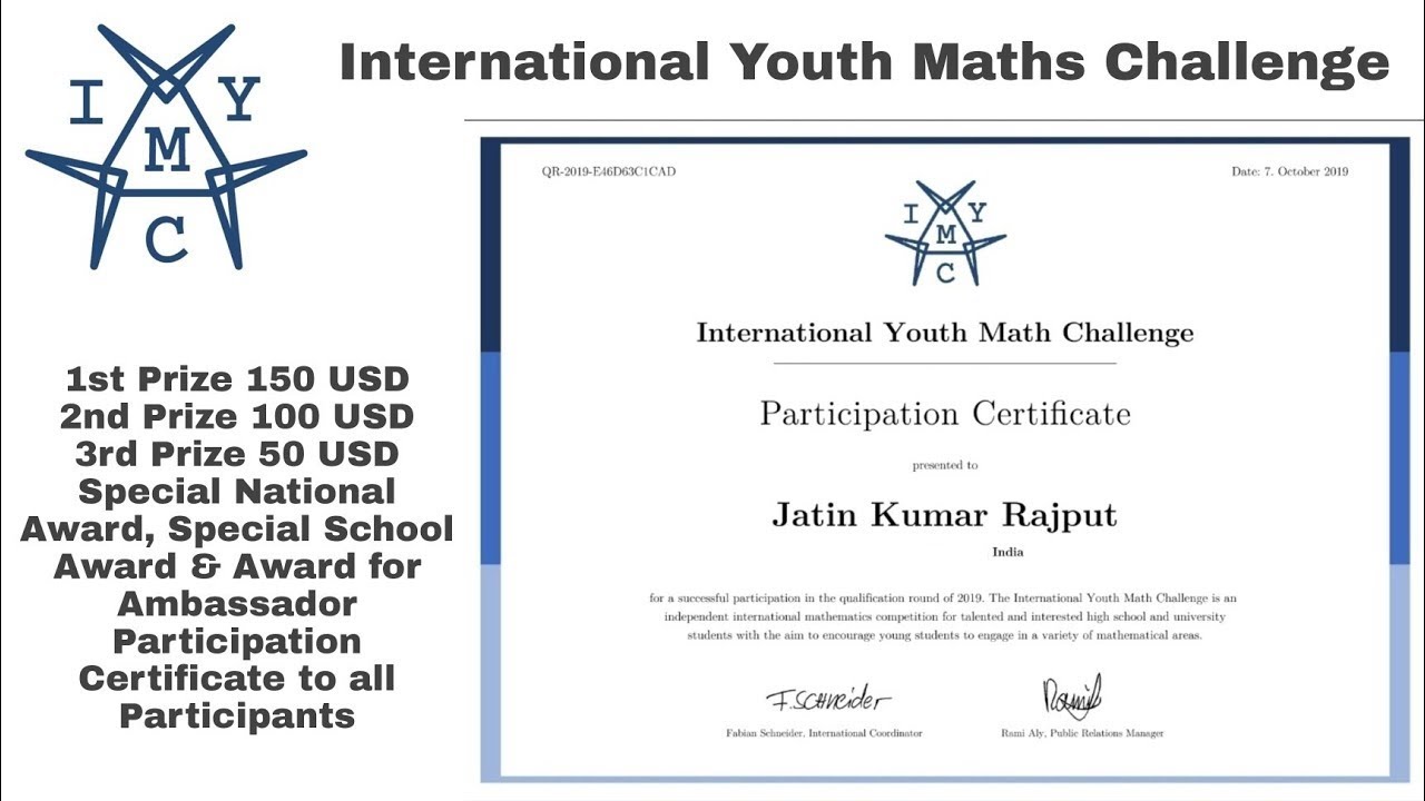 IYMC 2022 | International Youth Math Challenge 2022 | Free Certificates ...