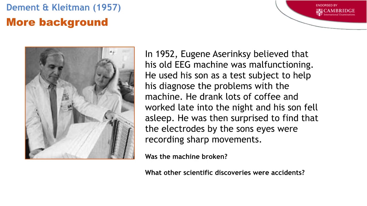 Sleep and dreams by Dement and Kleitman (1957) - YouTube