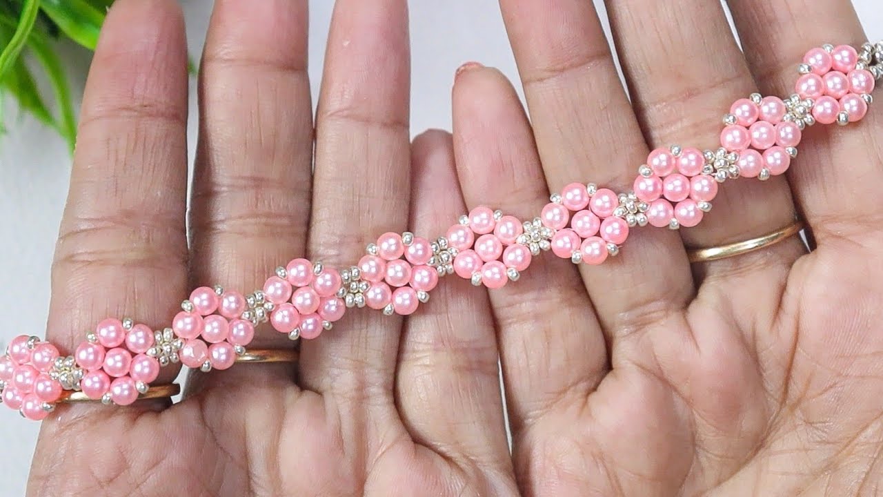 How To Make an Easy Beaded Pearl Bracelet For Beginners - YouTube