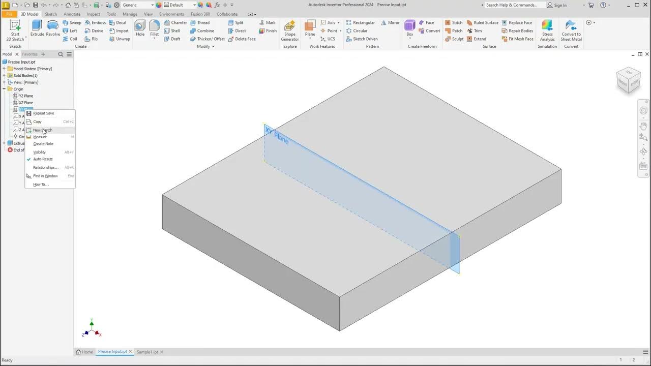 Sketching using the update Precise Input Command in Autodesk Inventor ...