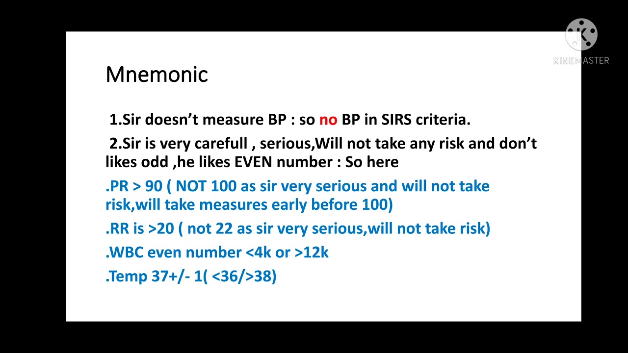 MNEMONIC : SIRS CRITERIA #surgery #mnemonics - YouTube