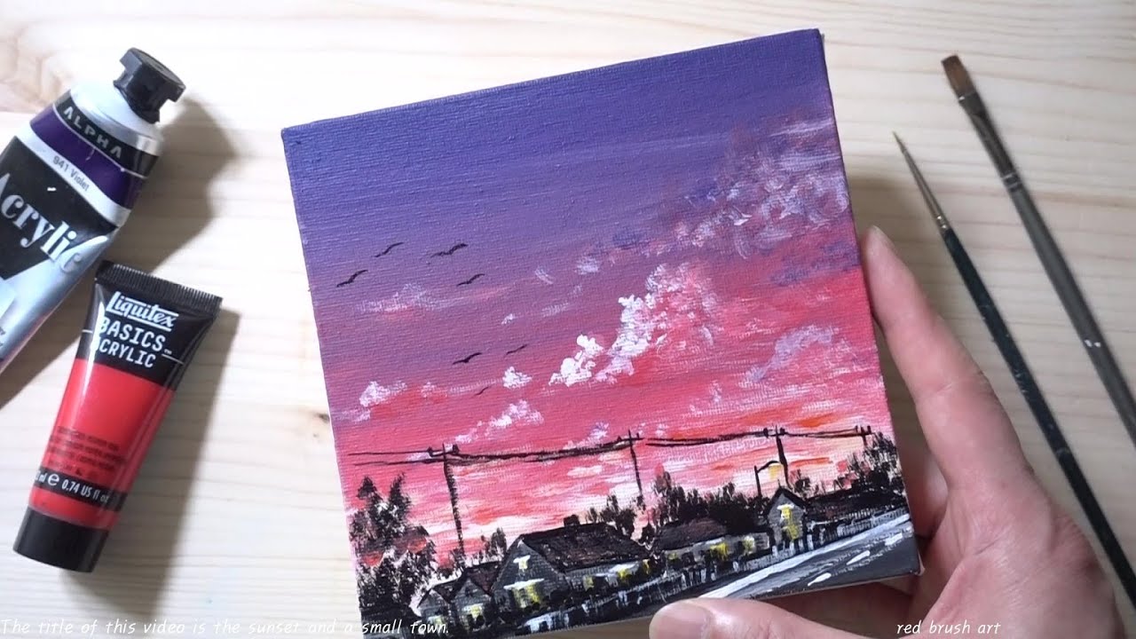 Easy drawing of the evening glow with acrylic painting |Streetlights ...