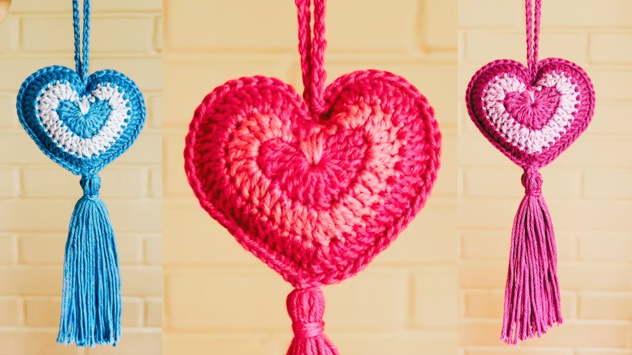 Cómo tejer un corazón colgante o llavero a crochet: paso a paso - YouTube