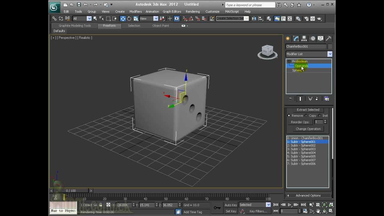 Creating A Dice Using Proboolean Compound Objects 3dsmax2012 Youtube 7311