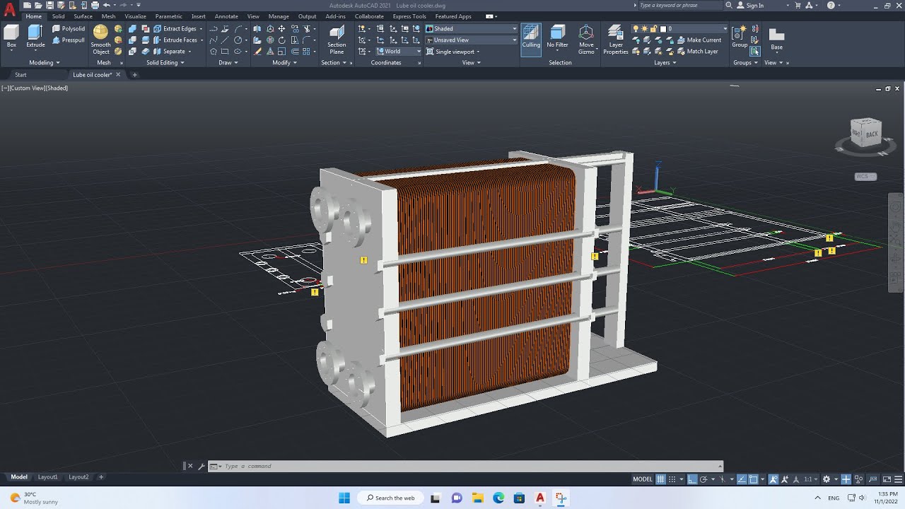 AutoCAD 3D, Autodesk, 3D Modeling, how to drawing Lube oil Cooler ...