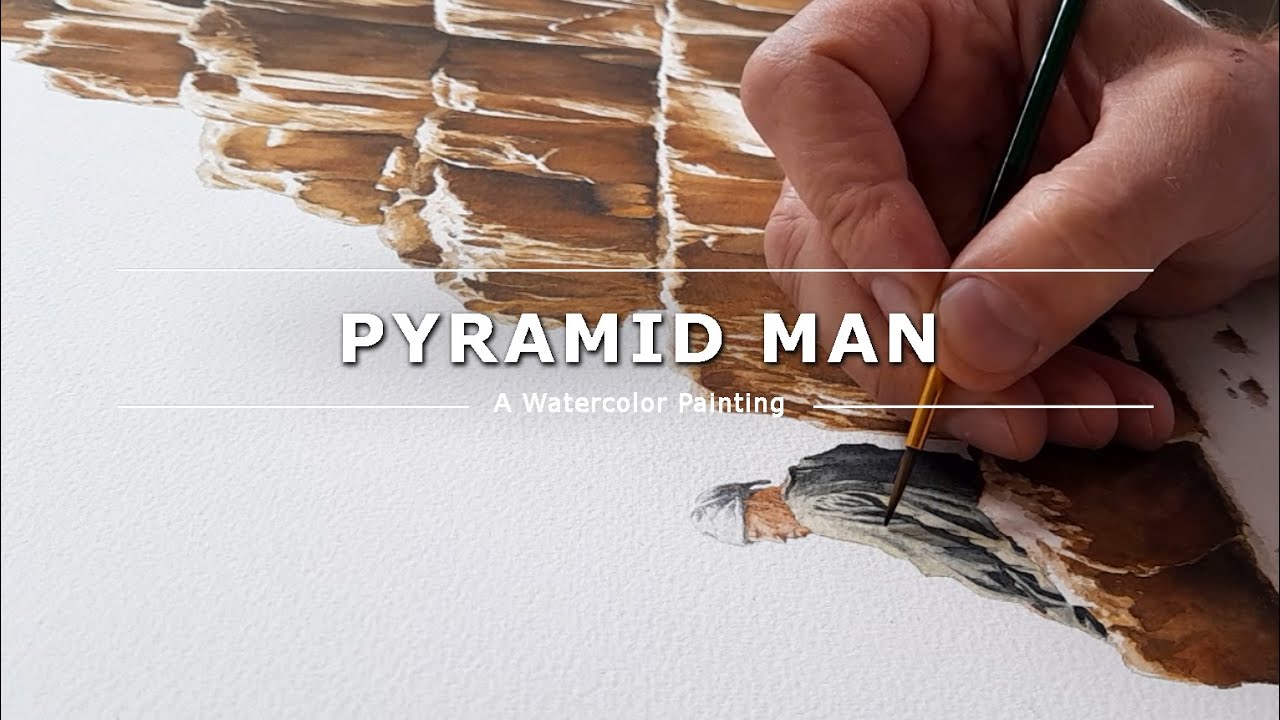Painting the Pyramid Man | Watercolor painting of a man sitting at the ...