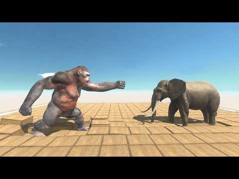 Primates and Animals Fight on Moving Cubes - Animal Revolt Battle Simulator