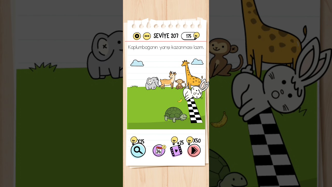 Brain test level 207 answer-seviye 207 cevabı-Tortoise must win the ...