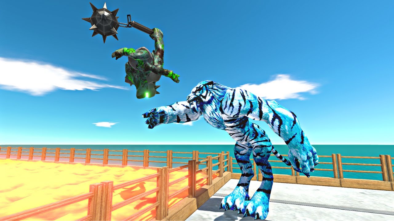 Ice Mutant Tiger vs Green Zombie Mutant Primates on Hell Bridge ...