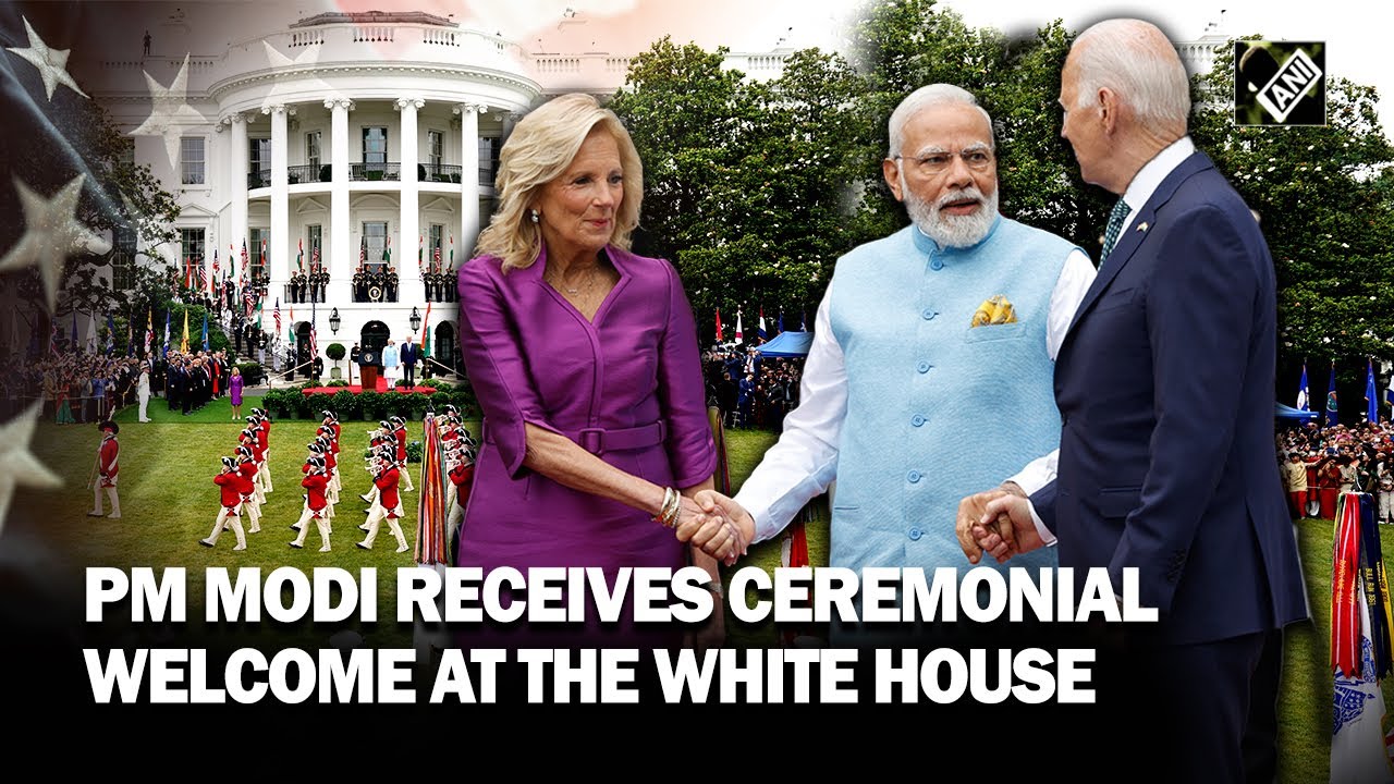 PM Modi receives a ceremonial welcome at the White House - YouTube