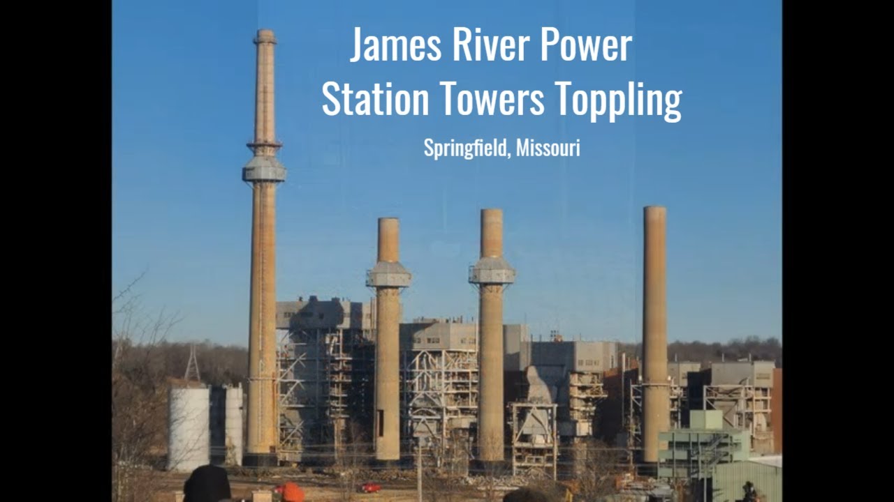 James River Power Station Stacks Toppling - Springfield, Missouri - YouTube