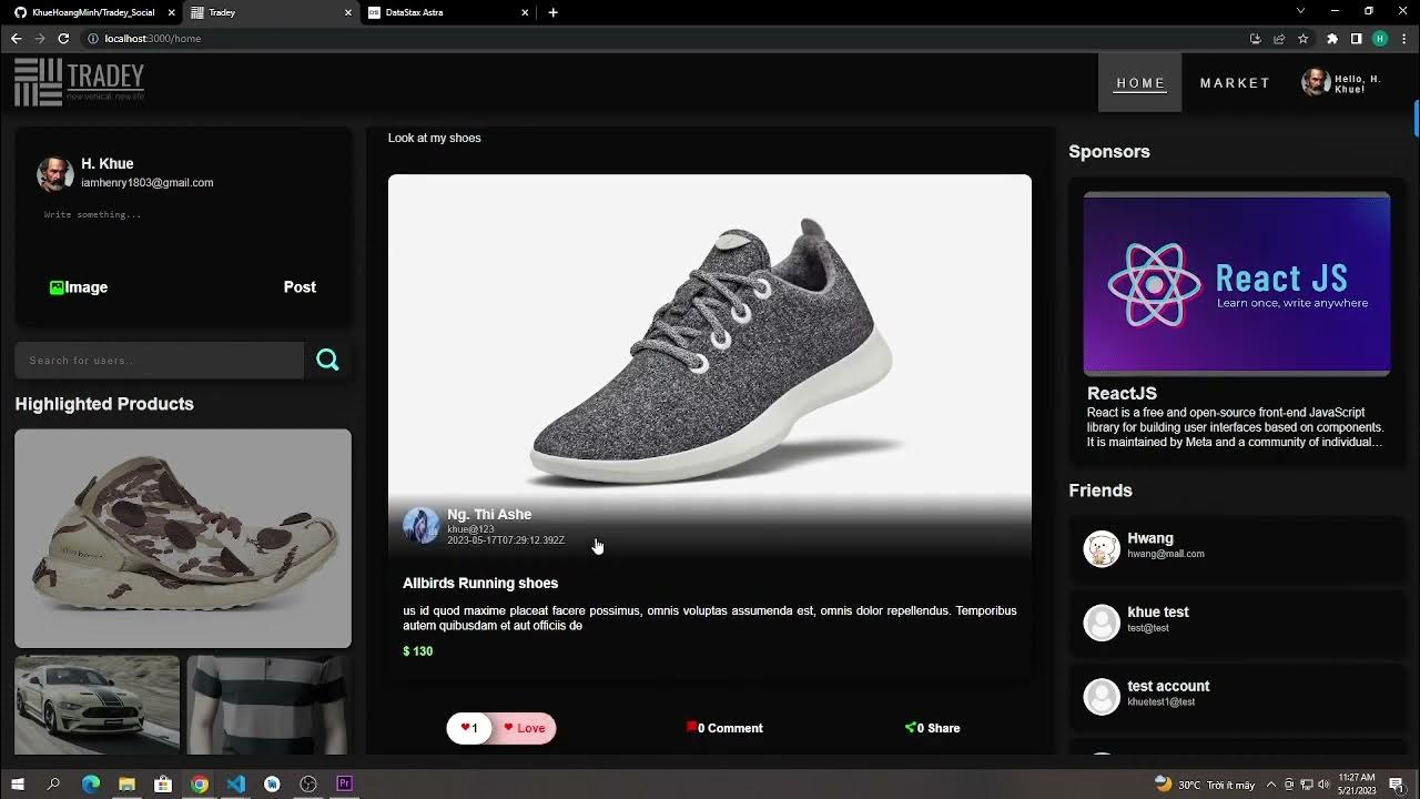 Tradey - Social media, E-commerce website | ReactJs, ExpressJs - YouTube