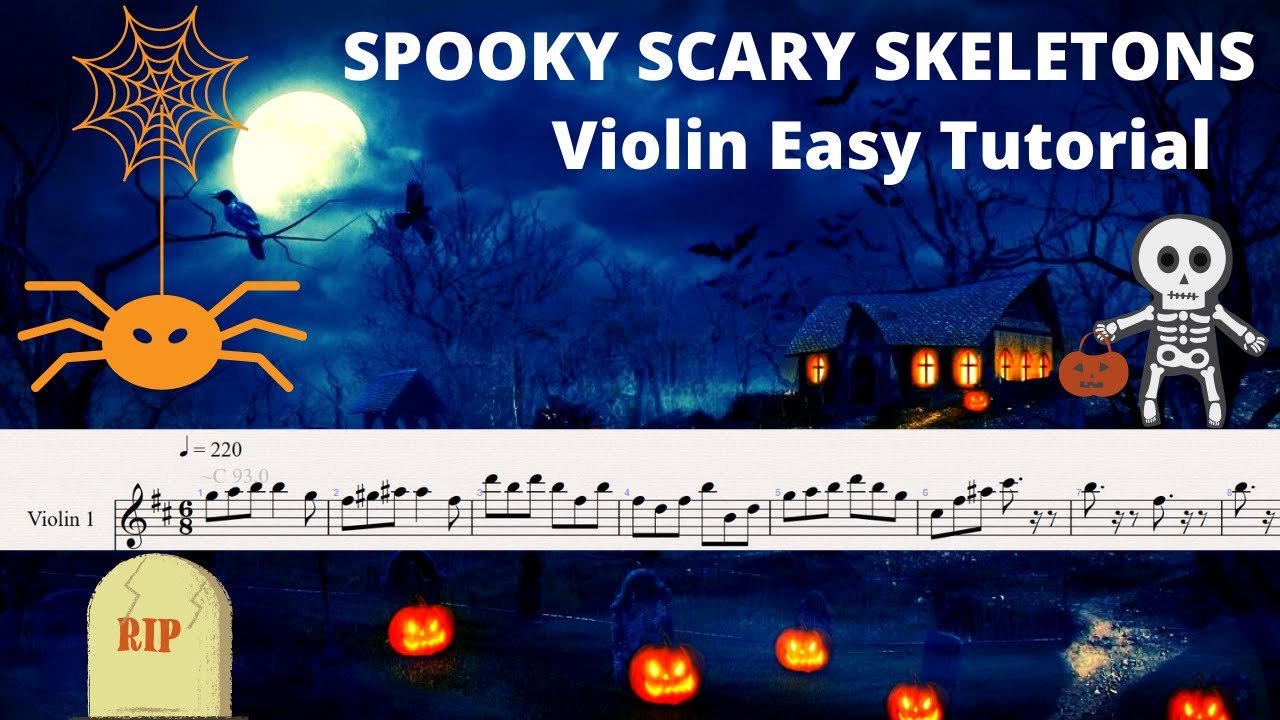 SPOOKY SCARY SKELETONS - Easy Violin Tutorial with SHEET MUSIC! - YouTube