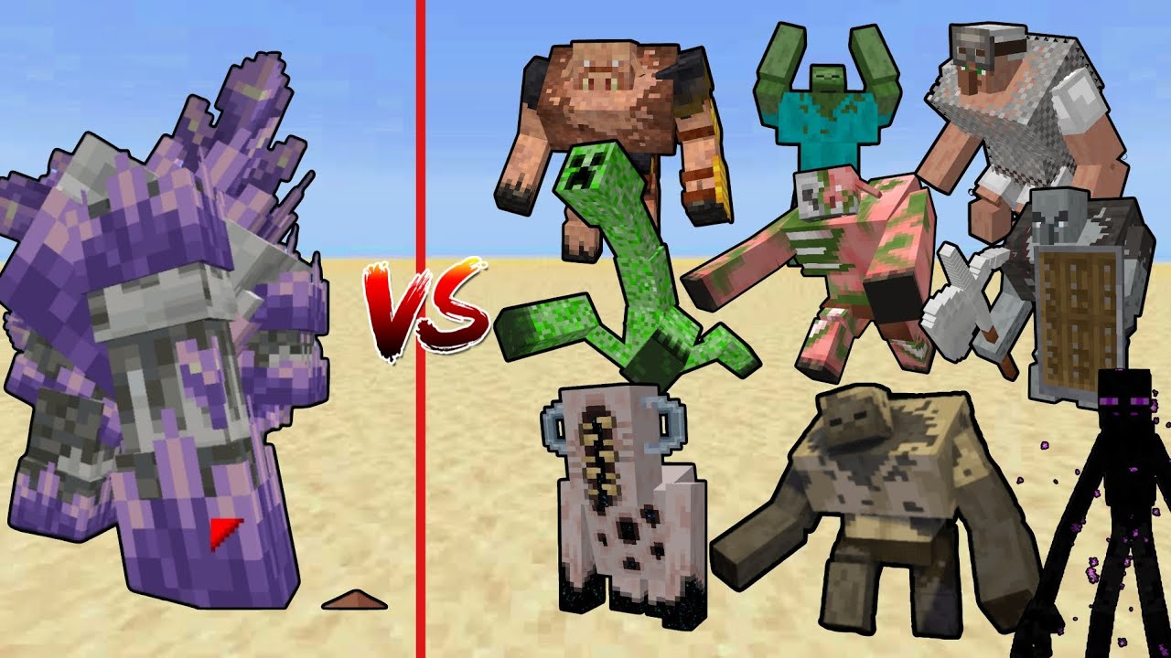 Minecraft mob battle | All mutant mobs vs ancient gear golem | Super ...