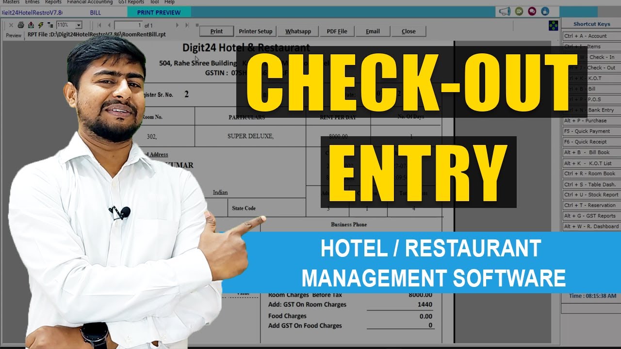 Check-out Entry in Hotel & Restaurant Management Software : Part - R10 ...