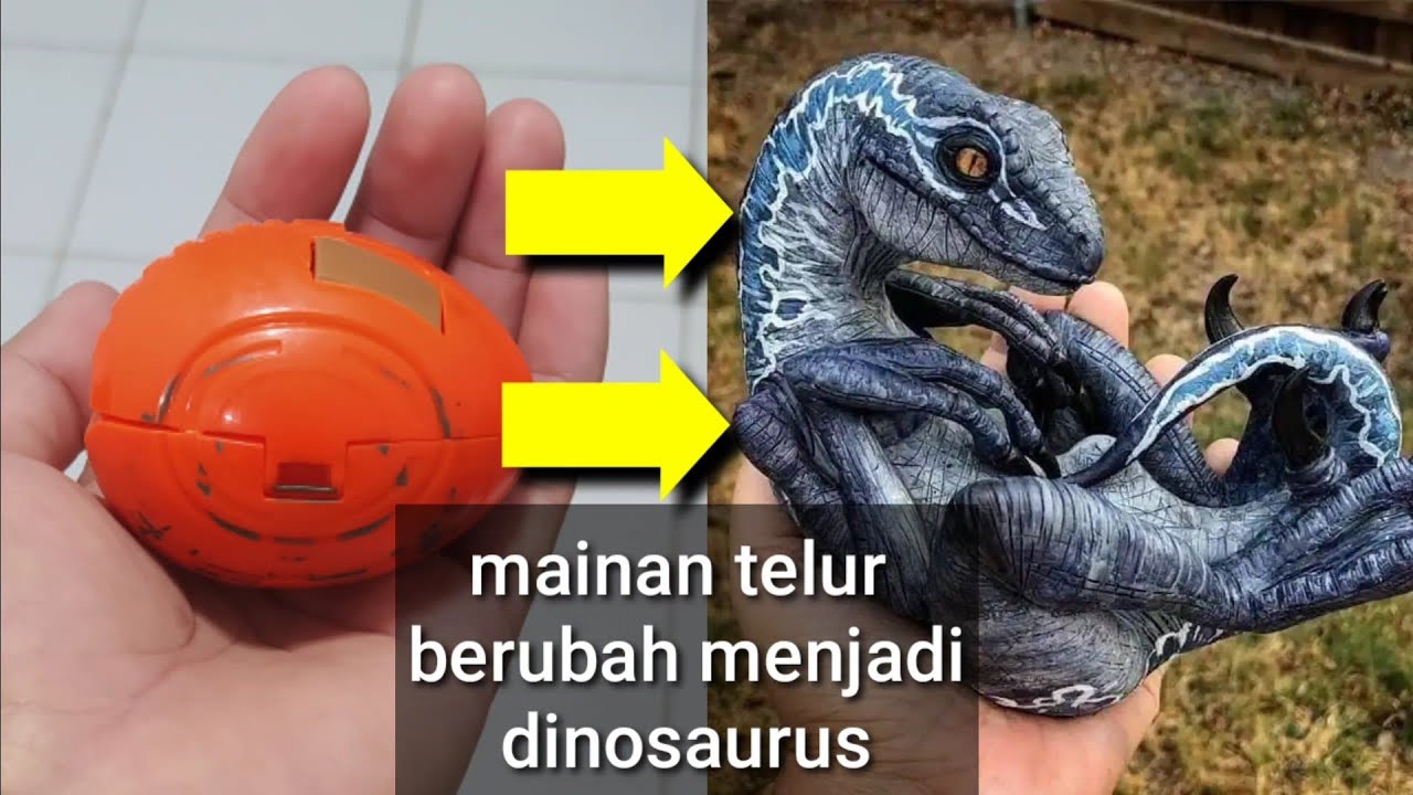 mainan telur kejutan, telur yang bisa berubah menjadi dinosaurus - YouTube