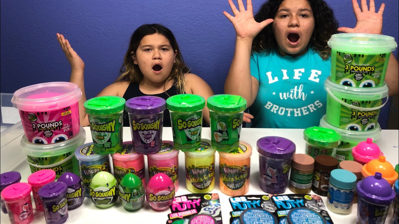 MIXING ALL OUR STORE BOUGHT SLIMES - GIANT SLIME SMOOTHIE - YouTube