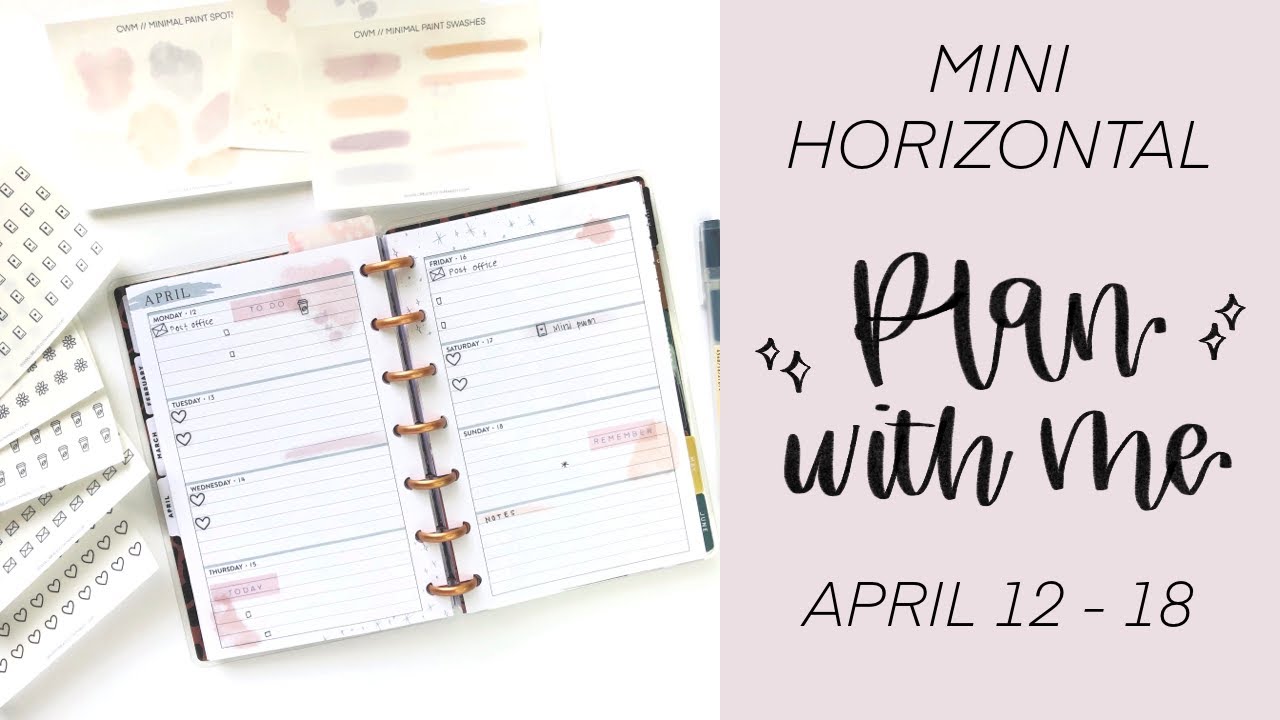 Plan with Me // Mini Horizontal Happy Planner // April 12 - 18 - YouTube