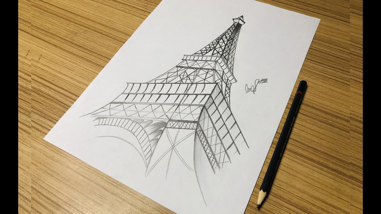 Eiffel Tower Pencil drawing || How to draw the Eiffel Tower || Pencil ...