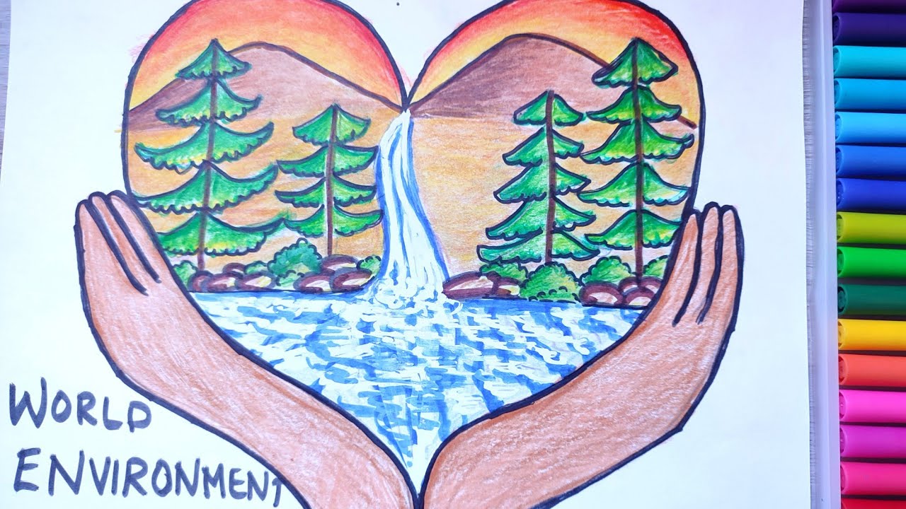 |How to draw World Environment Day drawing| Easy Environment Day nature ...