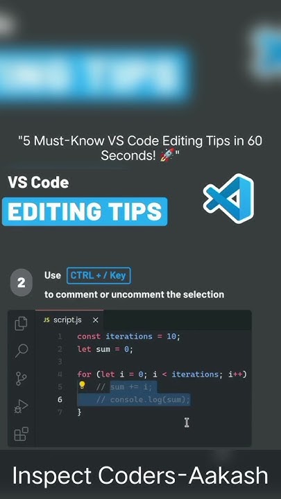 "5 Must-Know VS Code Editing Tips in 60 Seconds! 🚀" #VSCodetips #CodingShorts #DeveloperLife # ...