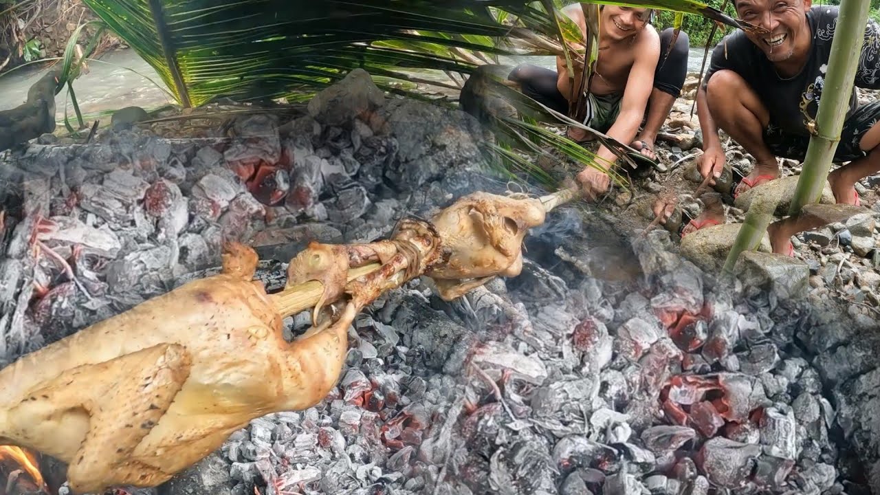 P1 Native chicken letchon mukbang in the forest.. - YouTube