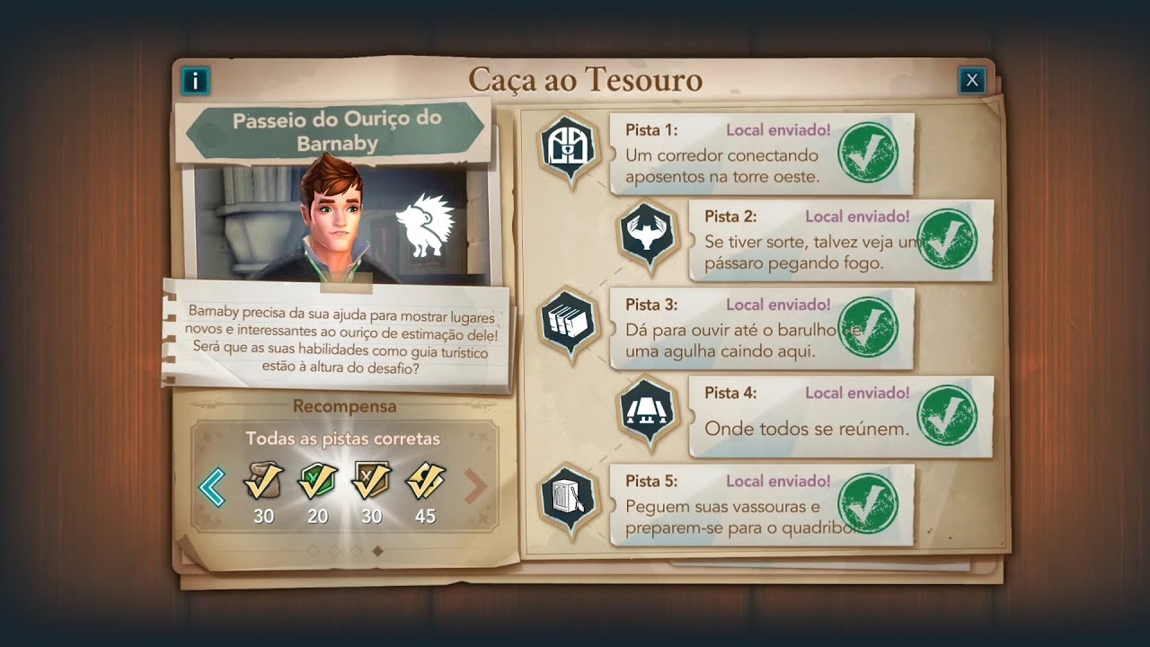 Hogwarts Mystery, Caça ao Tesouro, Passeio do Ouriço do Barnaby ...