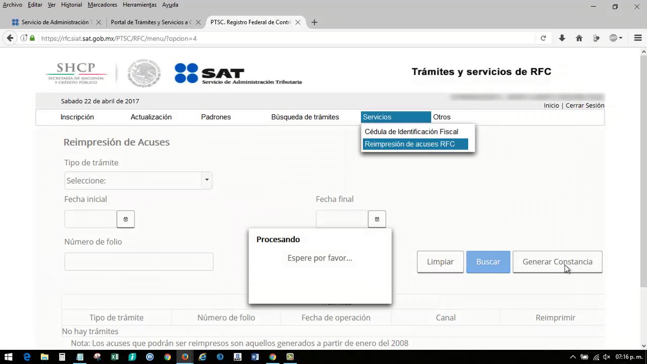 RFC o Cédula de Identificación Fiscal del SAT 2017 - YouTube
