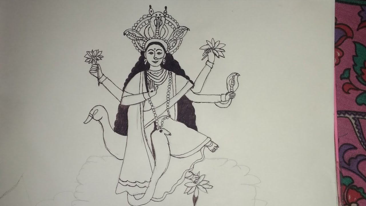Mansa Devi Drawing Step By Step I मनसा Maa चित्र I Manasa Puja Art I ...
