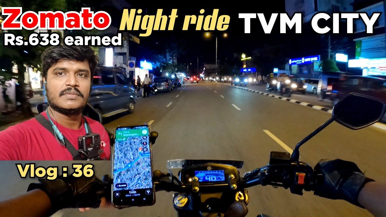 അടിപൊളി vibeൽ ഒരു night ride with Zomato Rs.638 | Bike ride TVM city | vlog no : 36 - YouTube