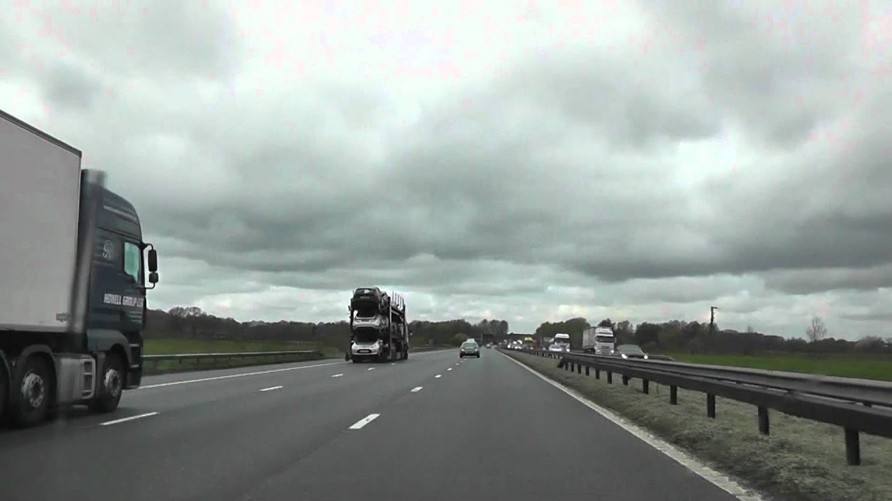 Driving On The M6 Motorway From J19 Knutsford, To J20 Appleton ...