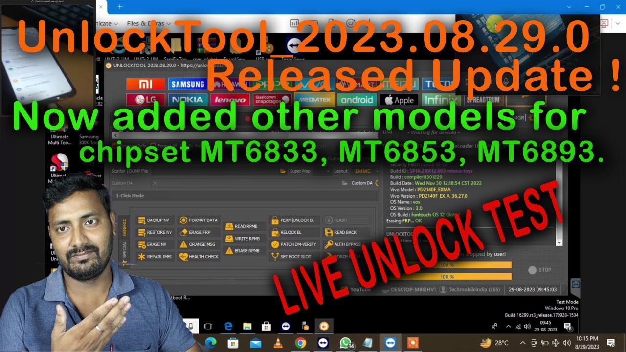 UnlockTool_2023.08.29.0 Released Update Now added other models for Chipsets MT6833, MT6853 ...