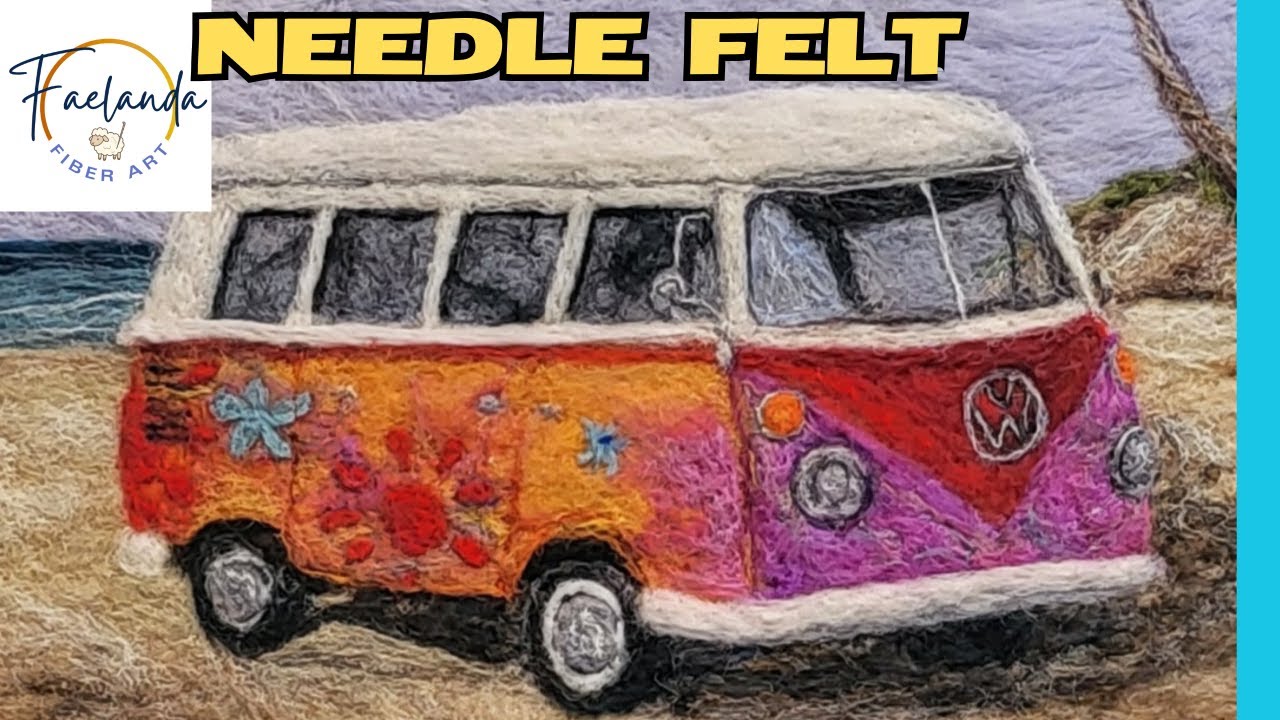 Needle Felt a 1960s VW Campervan on the Beach 🌴 | Bright & Fun Tutorial ...