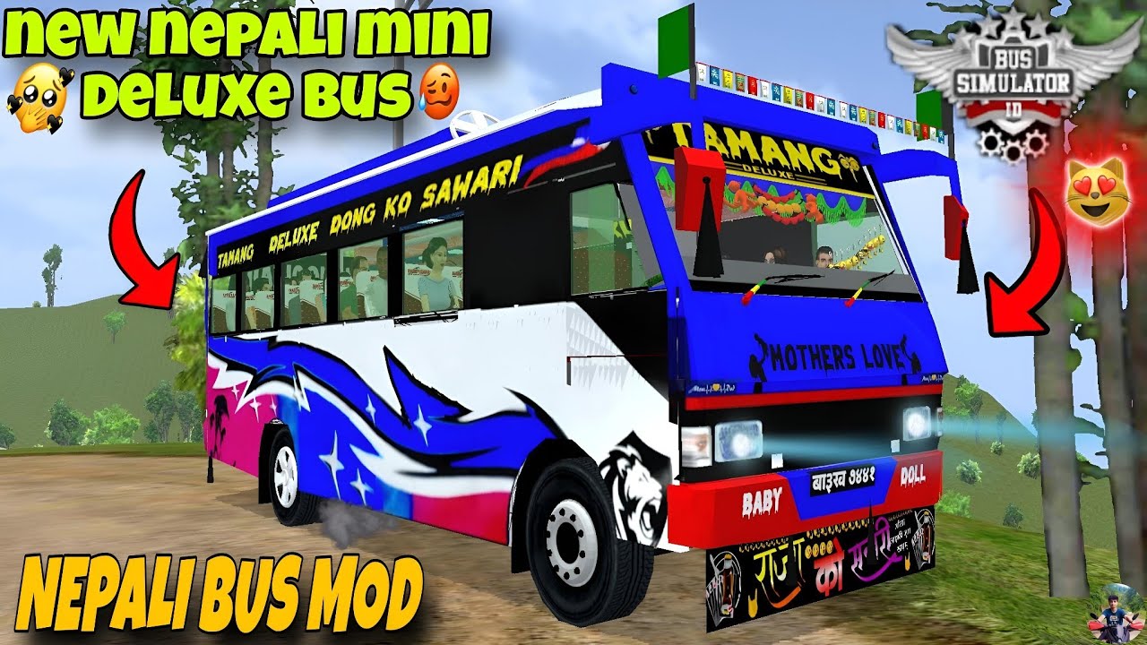 New nepali mini deluxe bus mod 🙂|| nepali bus mod|| deluxe bus - YouTube