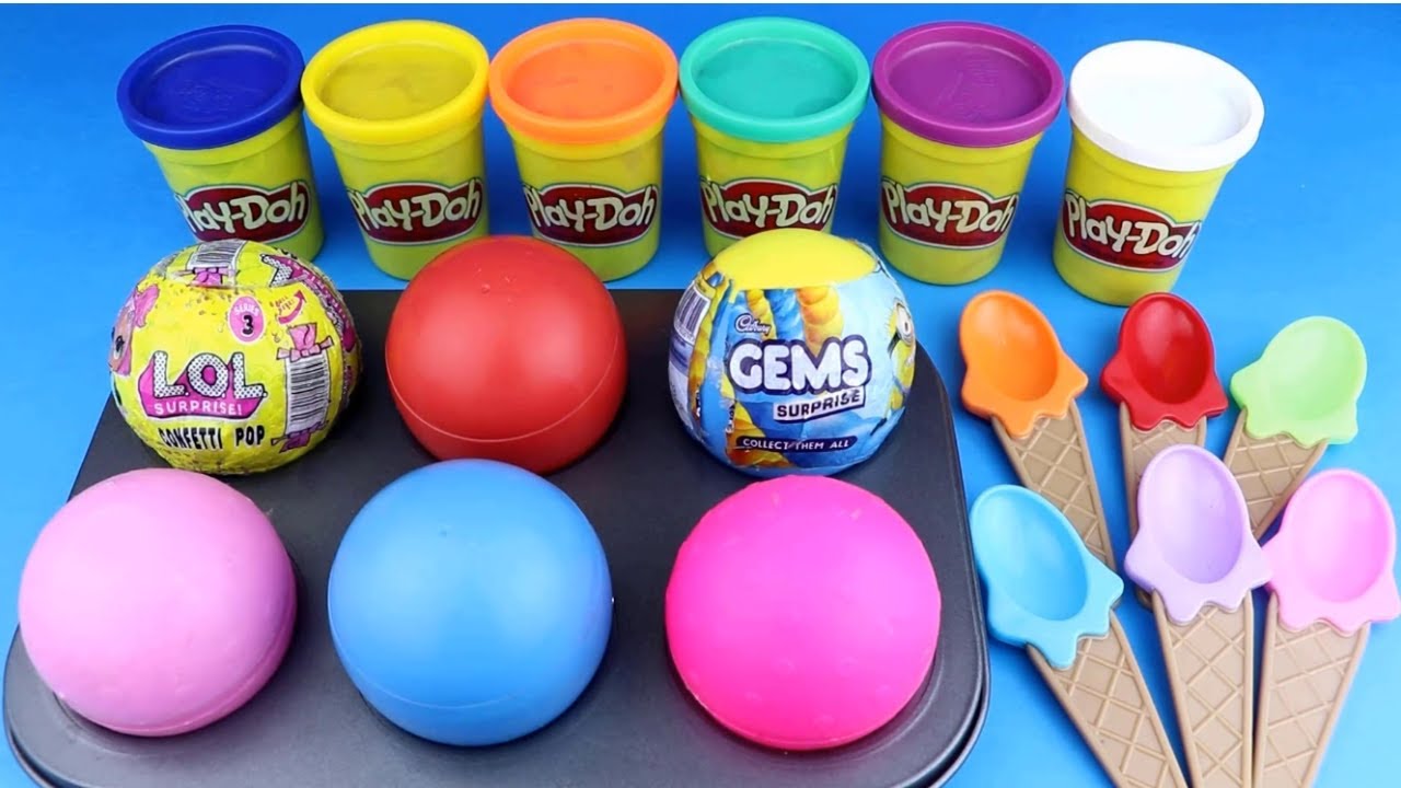 Play Doh Surprise 4 Color Play Doh Cups Opening with PJ Mask Toys LOL ...