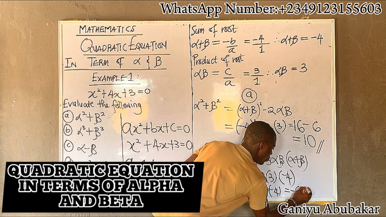 QUADRATIC EQUATION IN TERMS OF ALPHA AND BETA | Definition,Formula ...