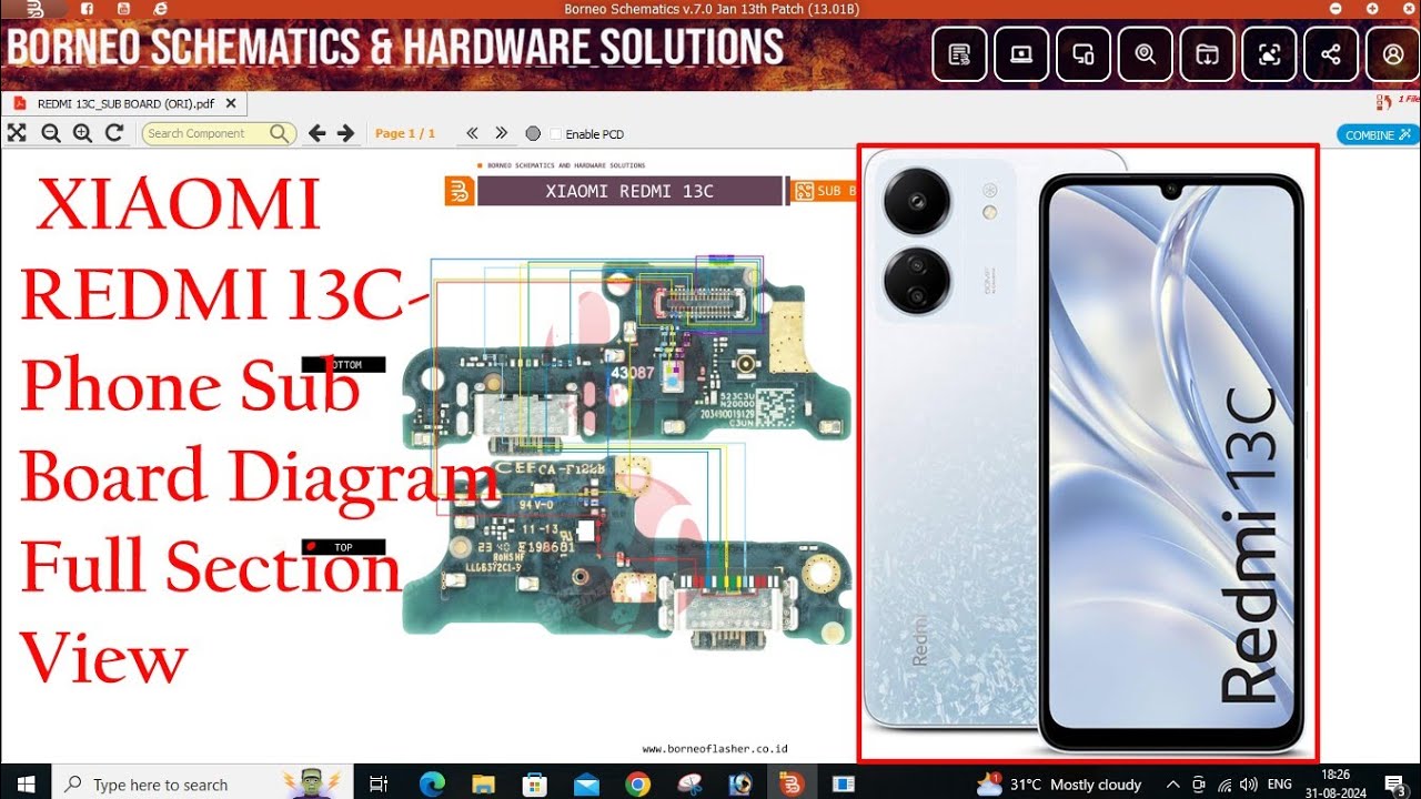 Xiaomi Redmi 13C Phone Sub board Diagram Full View Step by Step - YouTube