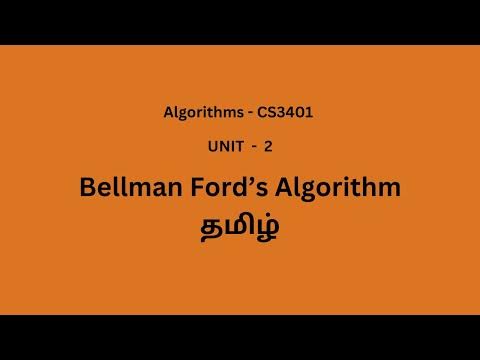 Bellman ford algorithm in Tamil | Unit 2 | Algorithms - CS3401 - YouTube