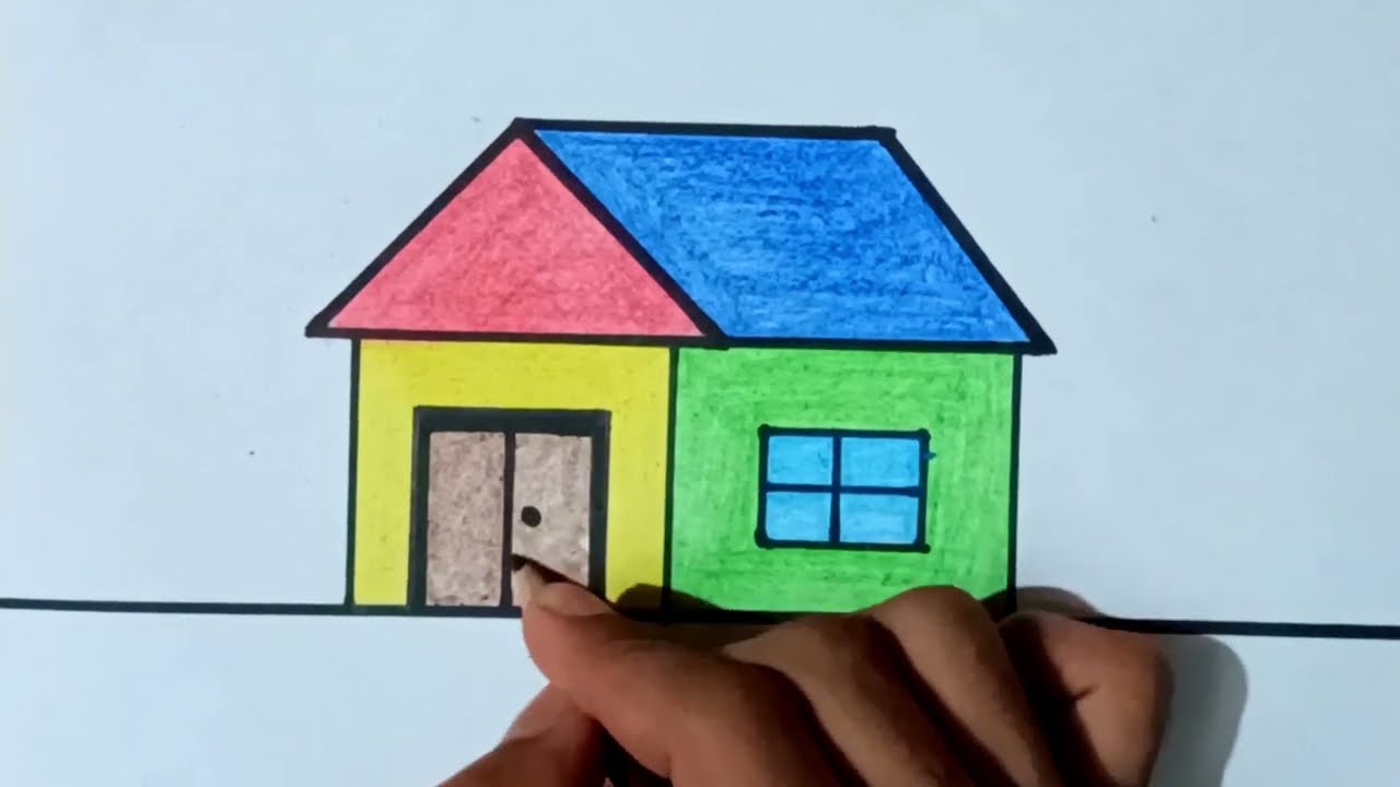 Draw a Simpla House drawing 🏠Ghar ka Chitra 🏠 house drawing - YouTube
