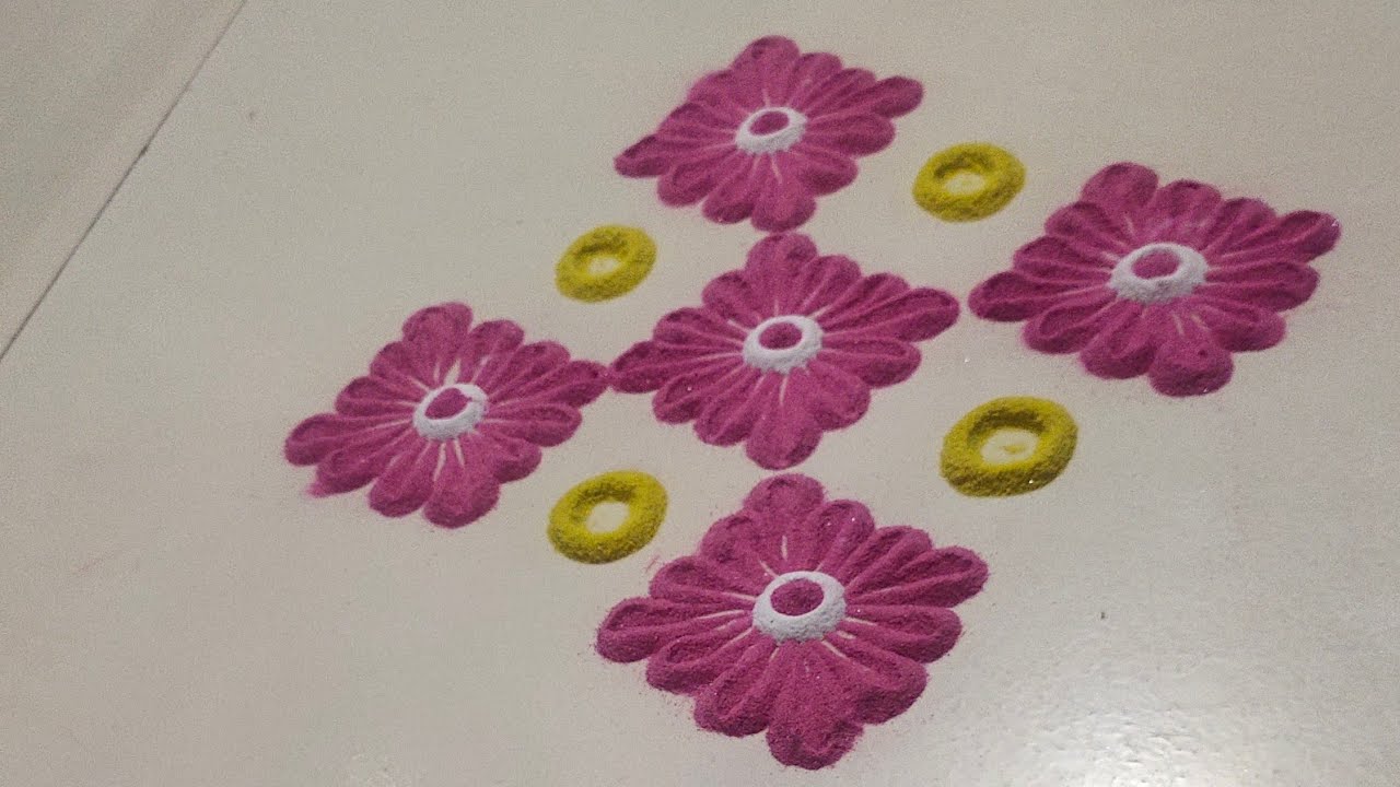 Very Easy Rangoli design for Beginners/ Daily Rangoli/Relaxing Rangoli ...