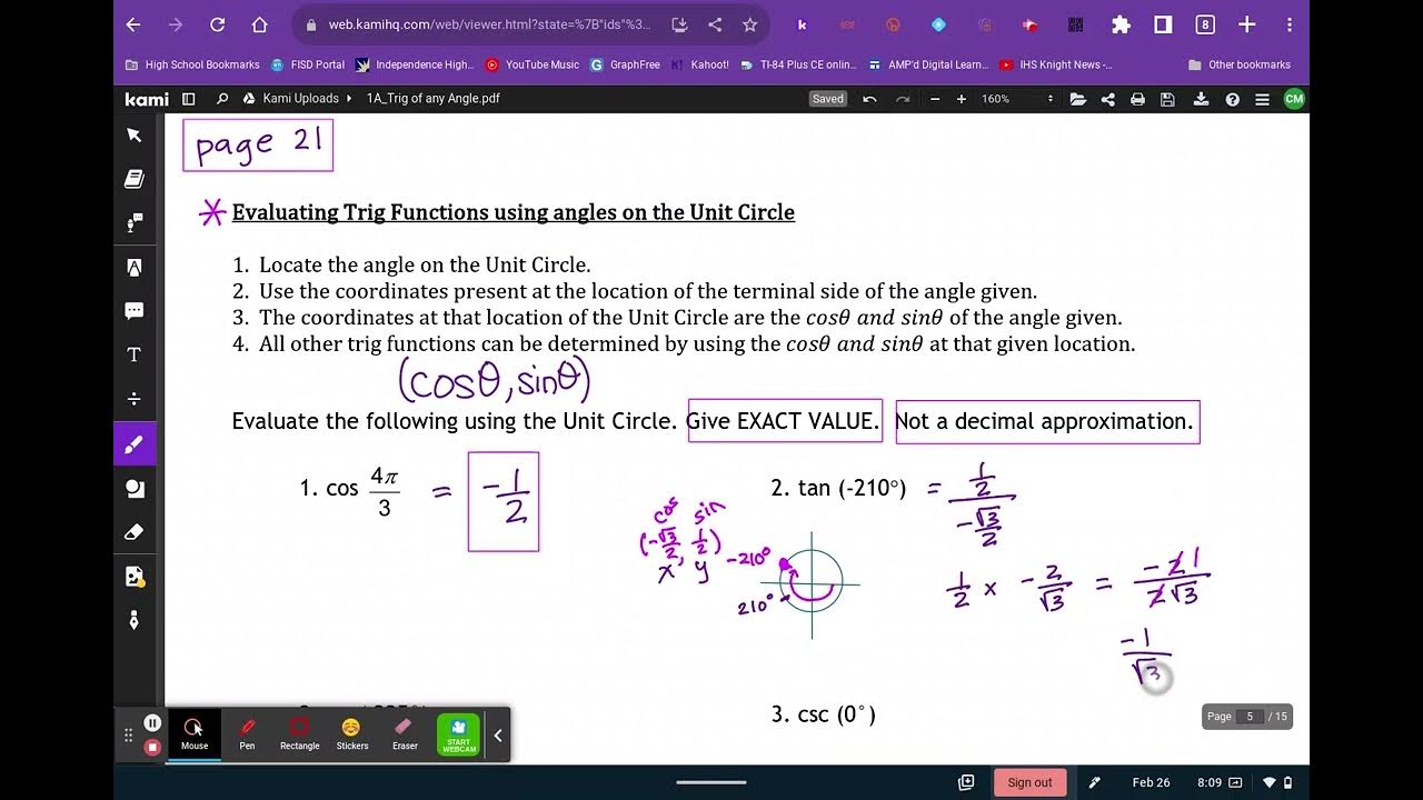 Evaluating Trig Functions on the Unit Circle - YouTube