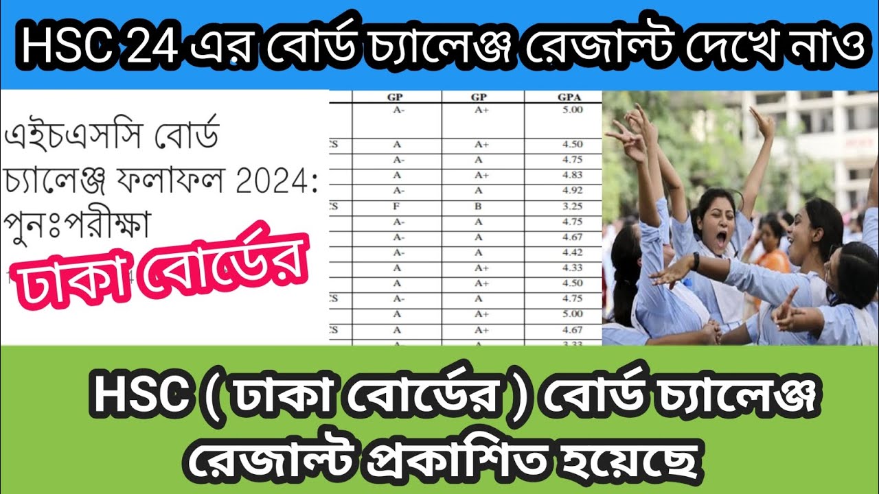 ঢাকা বোর্ডের বোর্ড চ্যালেঞ্জ রেজাল্ট HSC 24 | dhaka board ar board ...