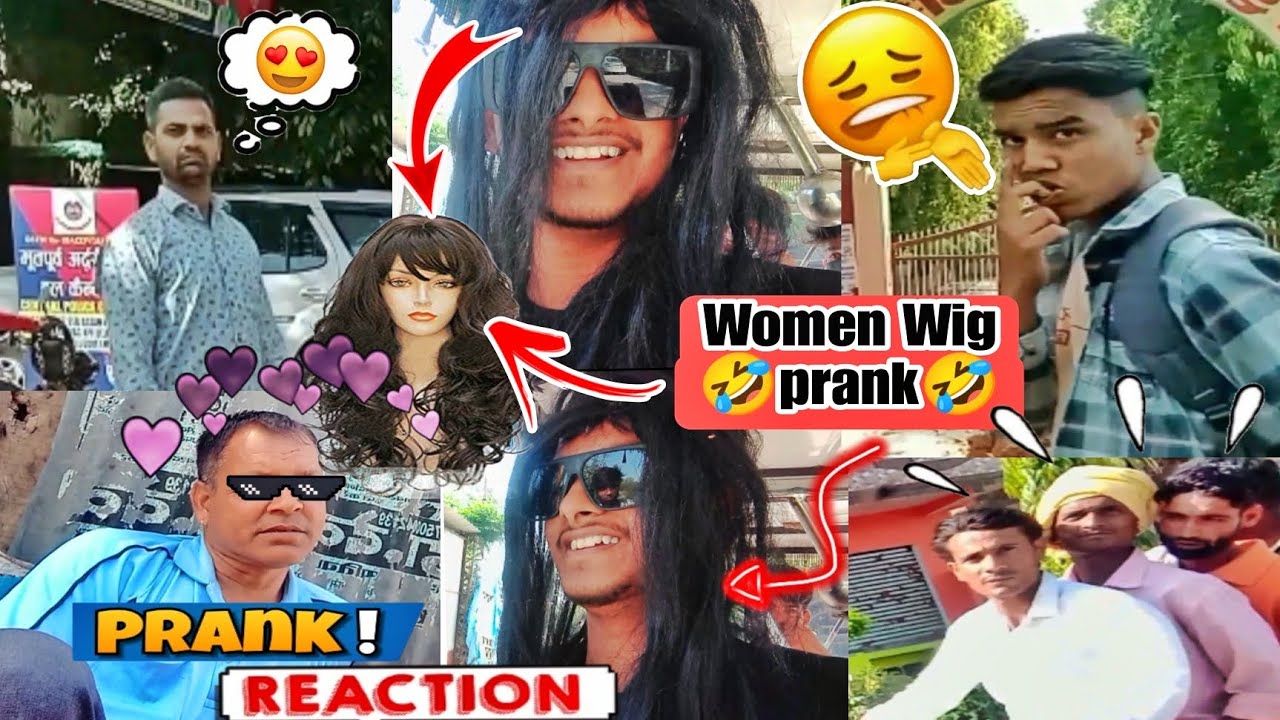 🙆Women Wig prank🤣|| Funny reaction😜 in Public place😲||#wigprank #prank ...